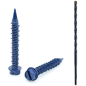 100 Qty 1/4" x 1-3/4" Hex Head Diamond Tip Concrete Screws to Anchor Masonry, Block & Brick (BCP499)