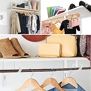 2 Pack Heavy Duty Closet Rod Brackets Holder 11 x 11 x 1 Inch, White Closet Rod Support Bracket Steel Closet Rod Holders for Hanging Clothes, Wall Mounted Shelf and Rod Support Brackets with Screws