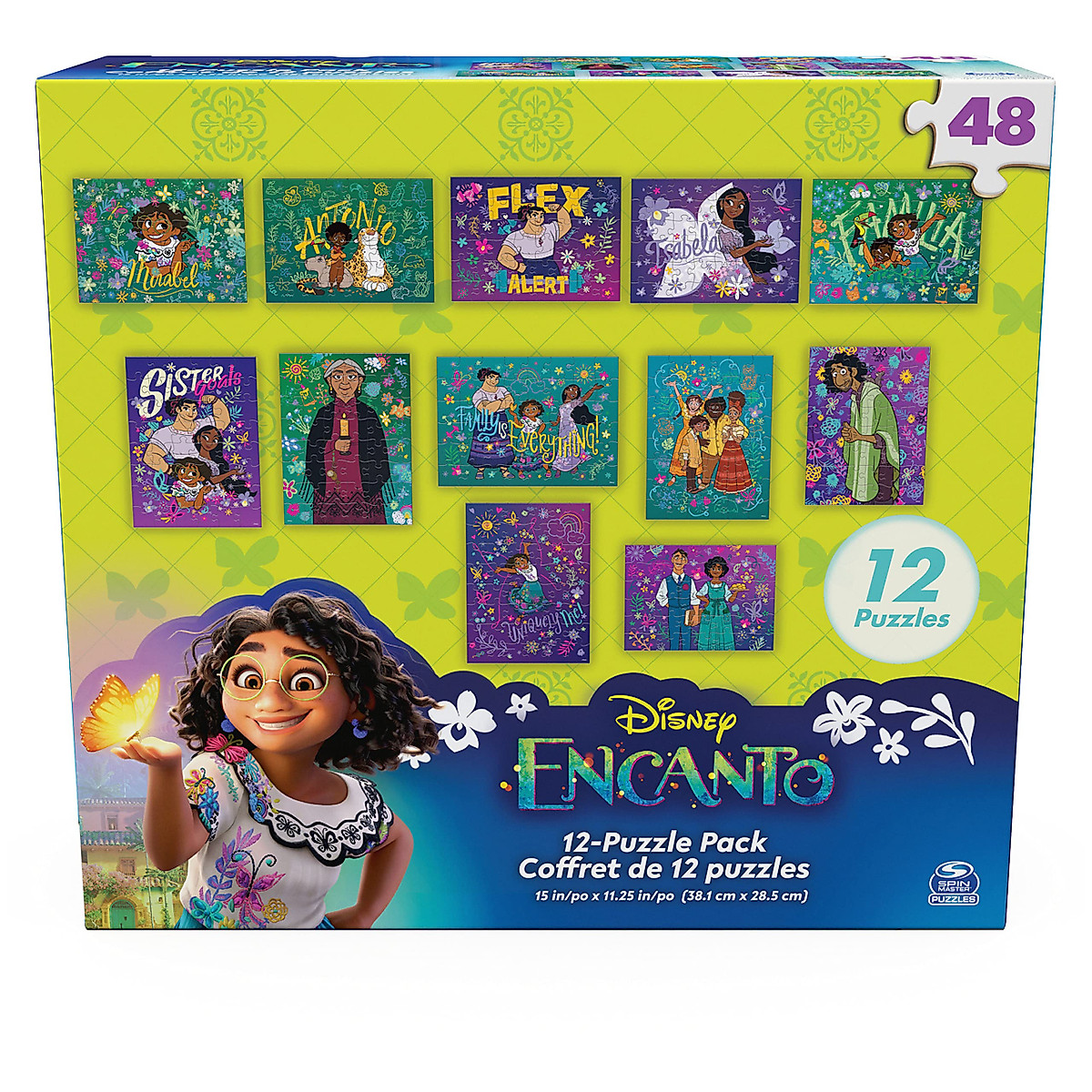 Disney Encanto, 12 Jigsaw 48-Piece Puzzle Pack Easy Quick Cartoon New Colombia-Themed Musical Movie Characters, for Kids Aged 4 and up