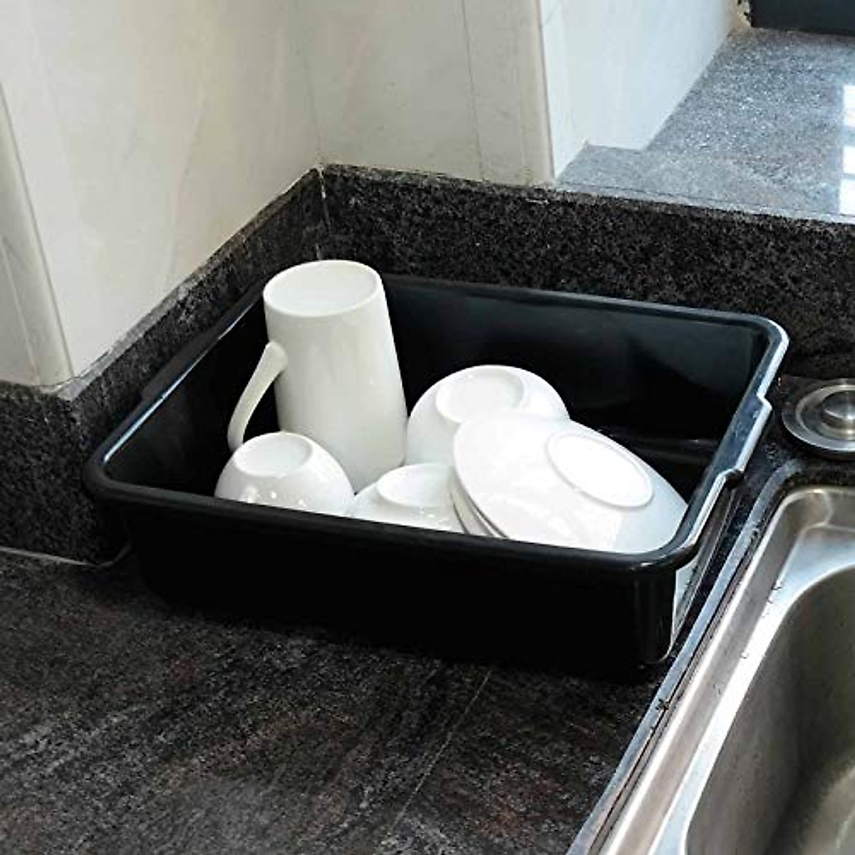 Callyne 4-Pack 8 L Black Small Plastic Kitchen Bus Tubs, Commercial Bus ...