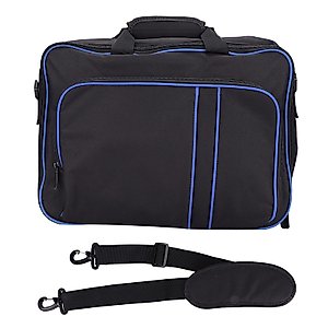 ASHATA Portable Travel Carrying Bag for PS5, Large Capacity Protective Console Case with Adjustable Shoulder Strap and Flared Pad for Games Controller(Blue Black)