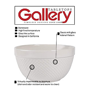TTU Tabletops Gallery Hobnail Style 4 Piece Classic White Stoneware Nesting Mixing Bowl Set for Baking and Cooking