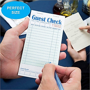 [10 Pads, 50 Sheets/Pad] Single Part Guest Checks Notebook/Notepad for Food Kitchen Orders | Fits Staff Server Apron | Green and White Guest Receipt Book | For Business Bar Cafe Restaurant Waitress