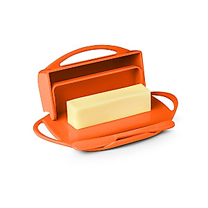 Butterie Flip-Top Butter Dish and Toaster Tongs Bundle (Orange)