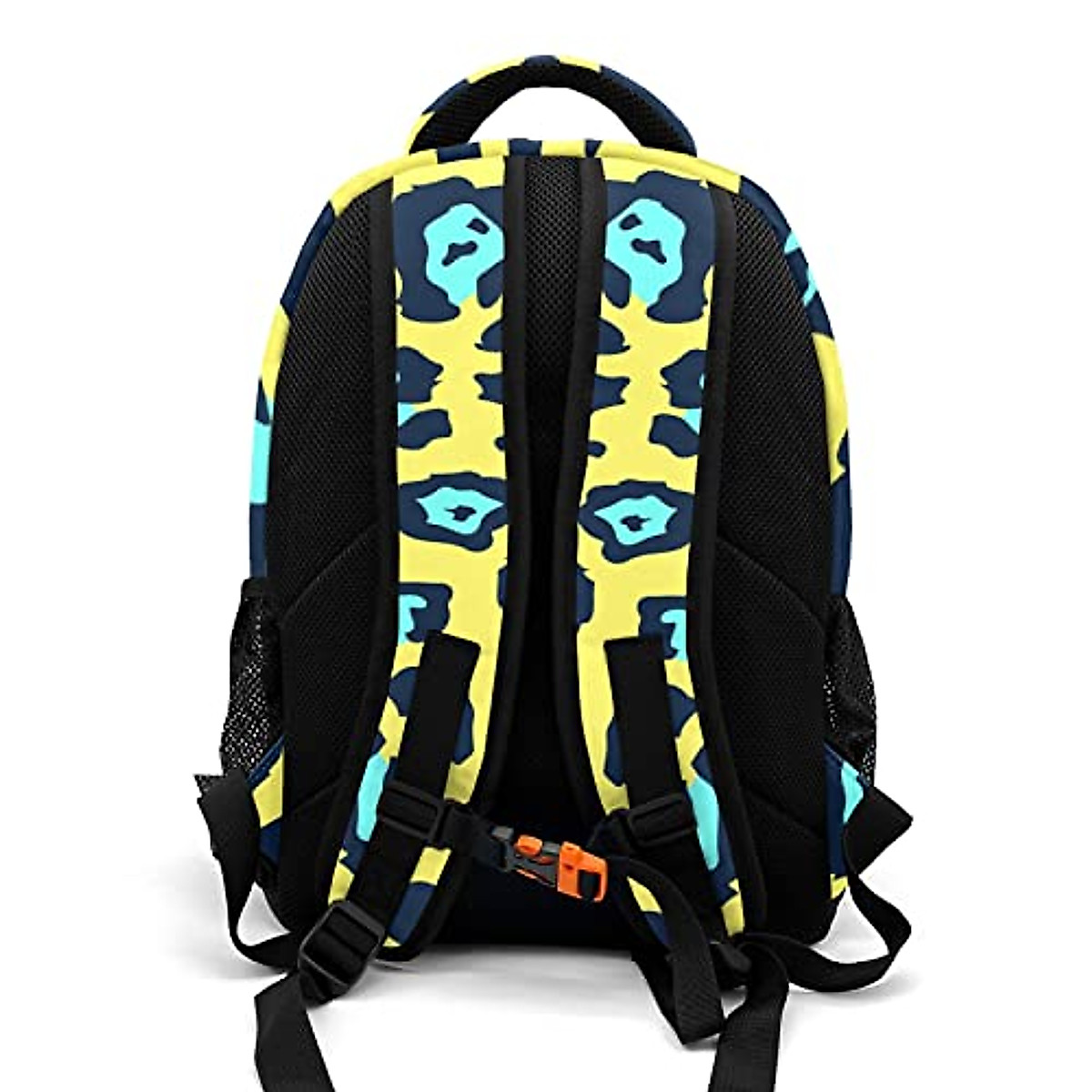Anneunique Leopard Print Blue Yellow Backpack Custom Multifunctional Waterproof Laptop Bag for Travel Gift