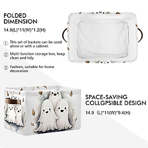 senya Halloween Storage Basket, Cute Little Ghosts Foldable Fabric Collapsible Storage Bins Organizer Bag for Storage Clothes