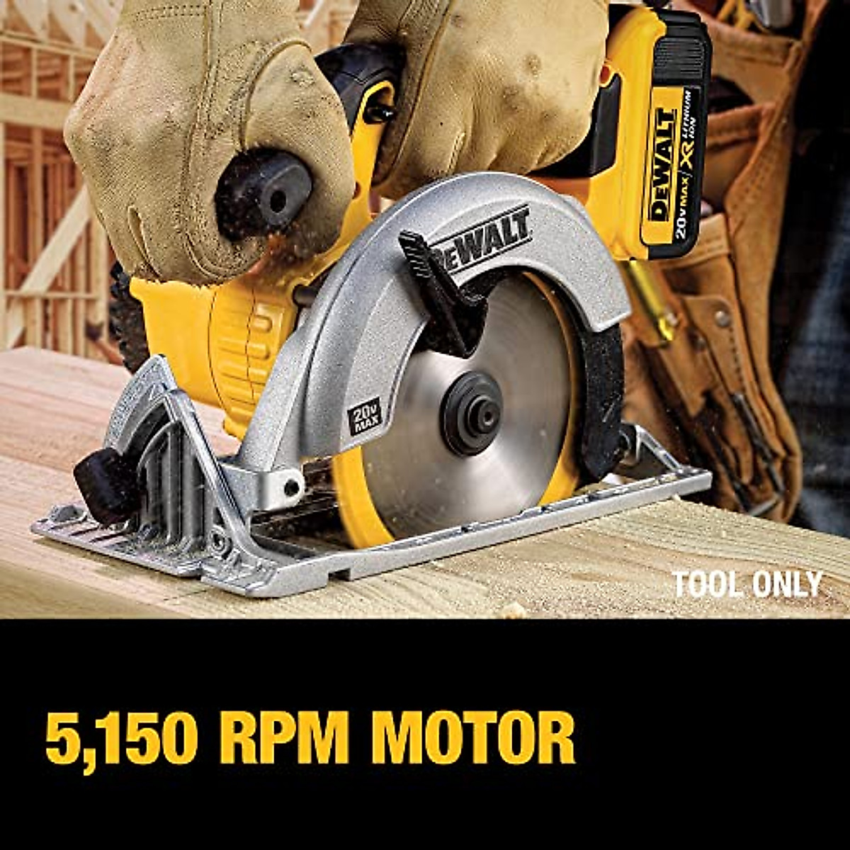 DEWALT 6-1/2-Inch 20V MAX Circular Saw, Tool Only (DCS391B) , Yellow