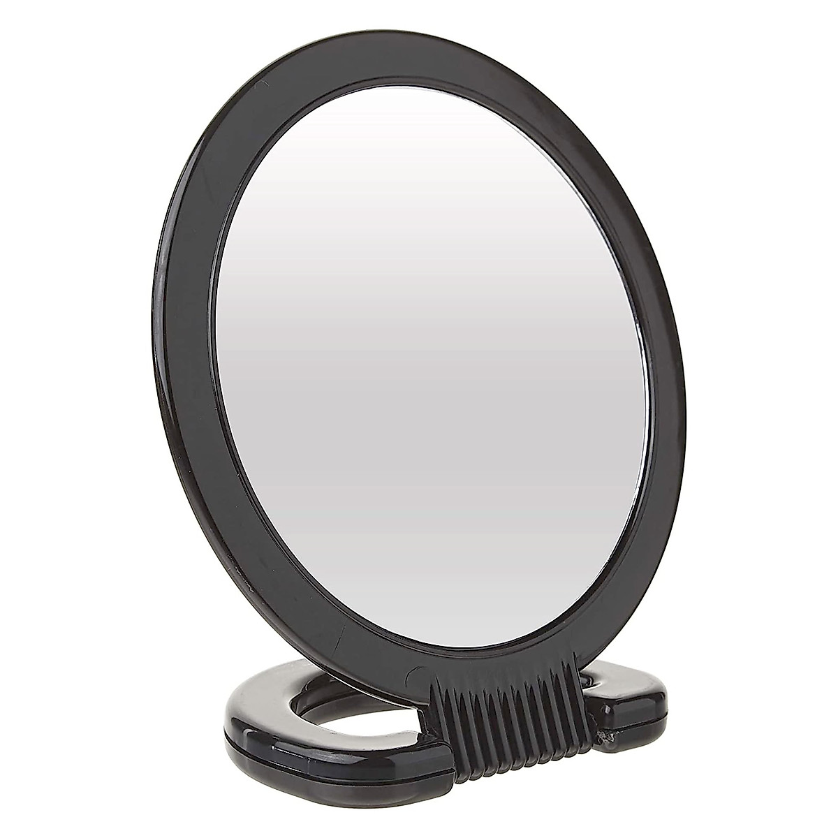 Diane Plastic Handheld Mirror – Magnifying 2-Sided Vanity Mirror with Folding Circle Handle and Stand for Hanging – Medium Size, 6”x 10” for Travel, Bathroom, Desk, Makeup, Beauty, Grooming, D1014