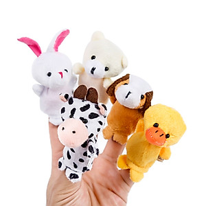 Oiuros 20pcs Different Cartoon Animal Finger Puppets Soft Velvet Dolls Props Toys Easter Basket Stuffers