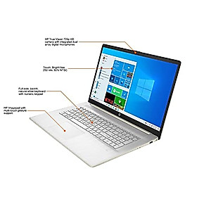 2021 Newest HP Pavilion 17 Laptop, 17.3" HD+ Touchscreen Screen, AMD Ryzen 3 5300U(Beats i7-8265U), 16 GB RAM, 512GB PCIe NVMe SSD, Long Battery Life, Webcam, Mics, WiFi, Windows 10 Home, Gold