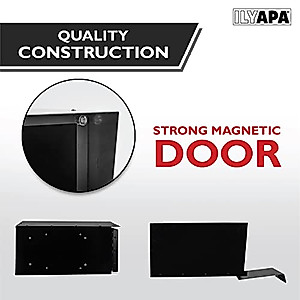 Ilyapa Modern Design Mailbox, Ready to Post Mount - All Black Powder Coated Steel Heavy Duty Curbside Welded Mailbox, All Weather Durable, Corrosion Resistant, Stainless Steel Hinges and Magnetic Door