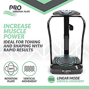 Bluefin Fitness Vibration Platform | Pro Model | Upgraded Design with Silent Motors and Built in Speakers