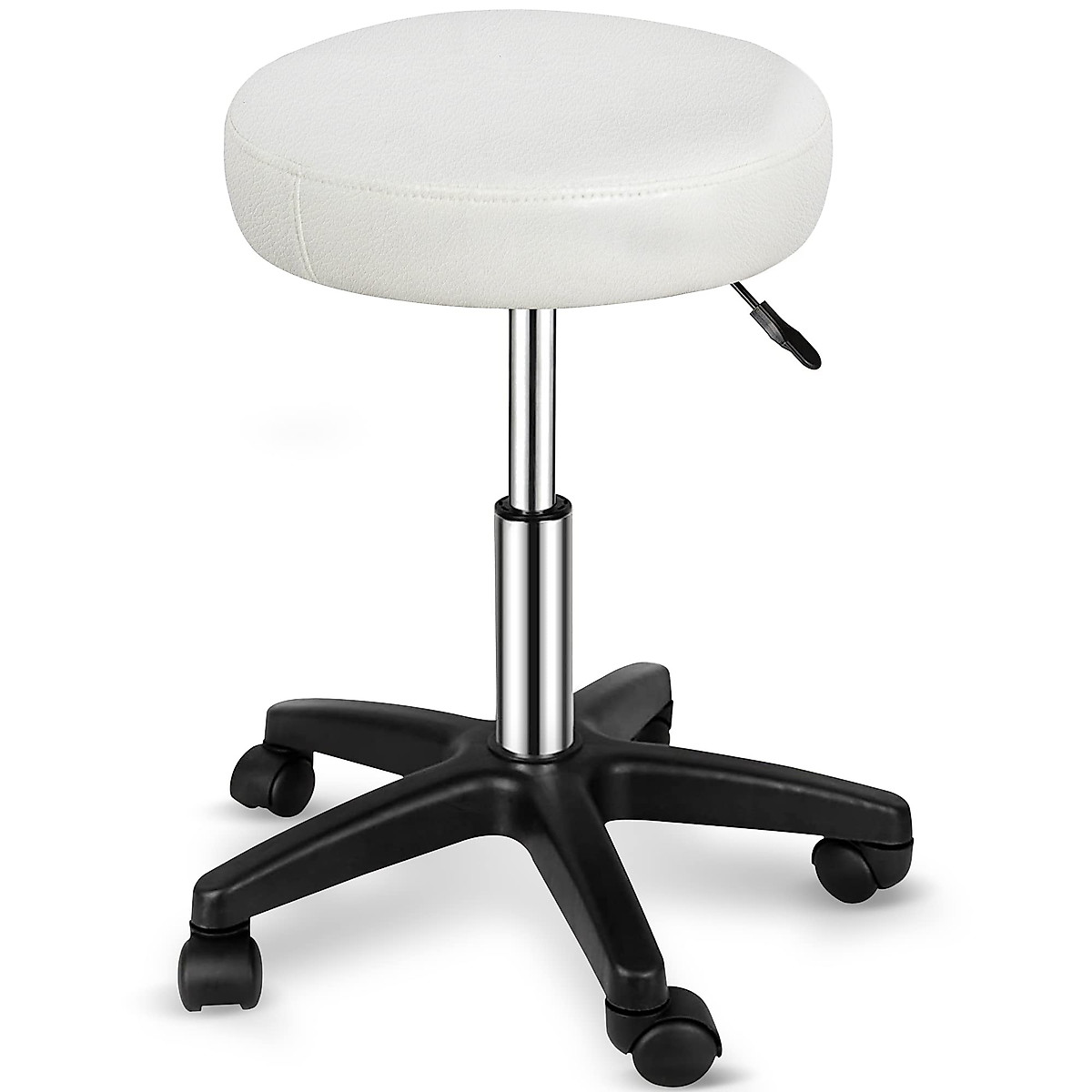 Adjustable Hydraulic Rolling Swivel Salon Stool Chair Tattoo Massage Facial Spa Stool Chair Black (White)
