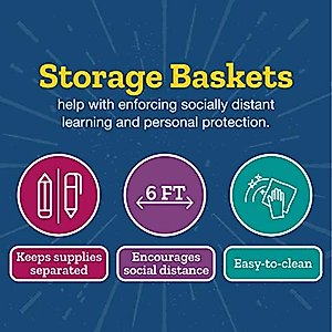 Really Good Stuff - 160016BK Multi-Purpose Plastic Storage Baskets for Classroom or Home Use - Stackable Mesh Plastic Baskets with Grip Handles 13" x 10" (Black - Set of 12)