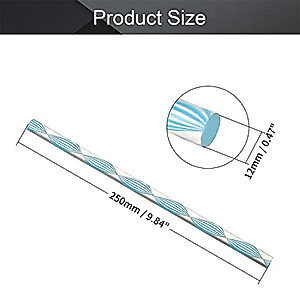 Fielect Light Blue Twisted Line Acrylic Round Rod Standard Plexiglas Tolerance Lightweight for DIY 12mm Diameter 250mm Height 1Pcs