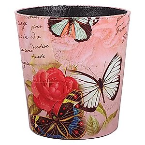 GANAZONO Leather Trash Can Wastebasket Waste Toilet Paper Bin Basket Garbage Container Wastebasket Garbage Bin for Bathroom Bedroom Office Home Car