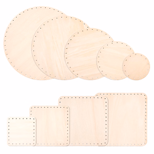 PH PandaHall 9pcs Wooden Basket Bottom, Natural Flat Round Square Blank Crochet Basket Undyed Wood Basket Weaving Base for DIY Knitting Crochet Bags Yarn Storage Bag Basket Supplies
