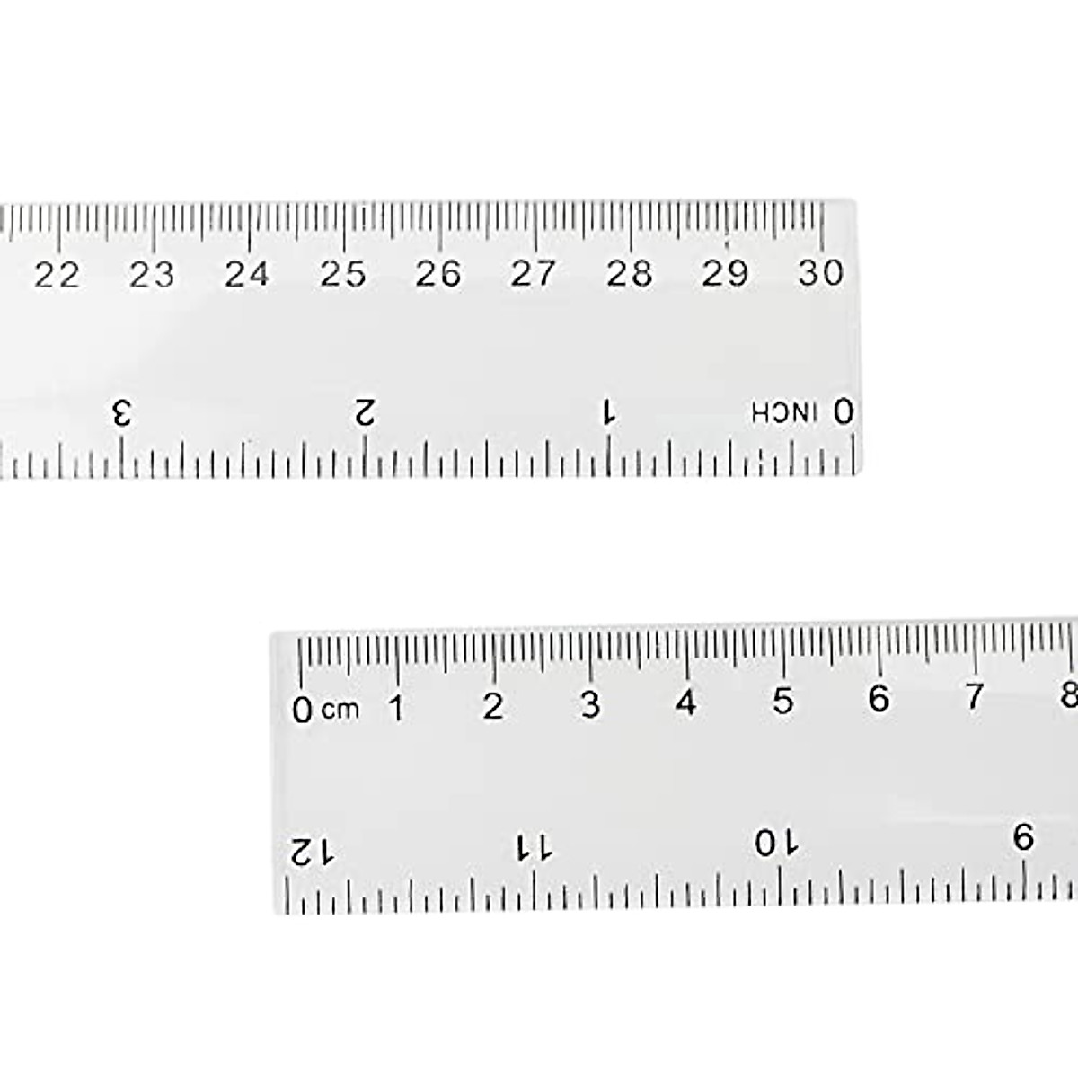LEXININ 100 PCS 12 Inch Plastic Straight Ruler, 30cm Clear Measuring Ruler, Plastic Ruler for Class Home School Office