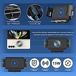 DOODBI Wireless Car Charger Mount for Galaxy Z Fold 4/3 car Mount/Accessories,Fast Charging Phone Holder for Galaxy Z Fold 4/3/2/S22 Ultra, iPhone 13 Pro Max,Google Pixel 6 Pro