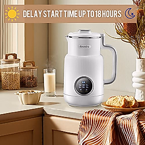 Arcmira Automatic Nut Milk Maker, 20 oz Homemade Almond, Oat, Soy, Plant-Based Milk and Dairy Free Beverages, Almond Milk Maker with Delay Start/Keep Warm/Boil Water, Soy Milk Maker with Nut Milk Bag, White
