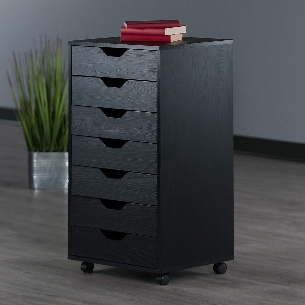 Winsome 7-Drawer Composite Wood Halifax Cabinet, Black, (20792)