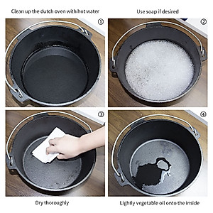 SHYIS Camping Dutch Oven,9 Qt Pre-Seasoned Camping Cookware Pot With Lid - Lid Lifter,Cast Iron Deep Pot with Metal Handle for Camping Cooking BBQ Baking Campfire Modern Black