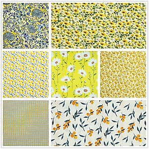 Fall Quilt Fabric Squares 5x5, Charm Packs for Quilting 5 inch for Patchworks and Sewing Crafts,Precut Cotton Fabirc Yellow (42Pcs), SZRUIZFZ