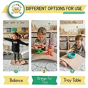 DaWikity Kids Balance Board - Wooden Wobble Board for Kids - Compact Balancing Trainer for Children, Toddlers, Adults - Solid Poplar Core with Eco-Conscious Coating, Up to 480 lbs Capacity - 17x12x3"