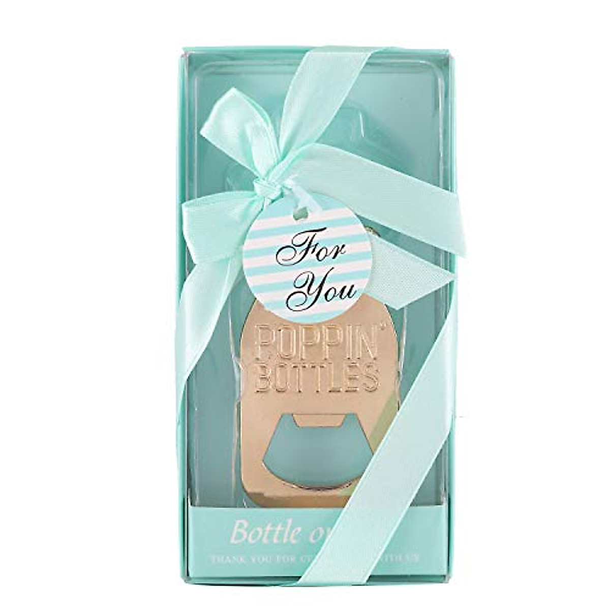 Yuokwer 16 pcs Baby Shower Return Gifts for Guest Supplies Poppin Baby Bottle Shaped Bottle Opener Favor(Blue 16pcs)