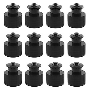 JCBIZ Bottle Caps 12pcs Push Pull Caps for Water Bottles Plastic 24mm PET Bottles and Glass Bottles Black Water Push Pull Lids
