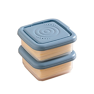 2 Pack-Plastic Cheese Storage Containers with Lids Airtight,Cheese Slice Storage, Keeps Cheese Fresh and Delicious Cheese Container for Fridge (Blue)