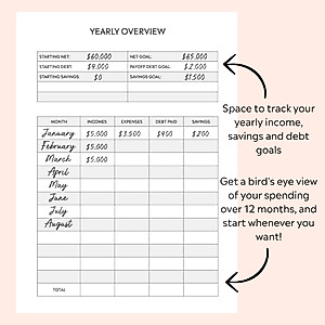 Elyse Breanne Design Budget Planner • Undated monthly finance organizer with daily expense tracker • Includes sticker sheet and built-in pocket for organizing bills and receipts