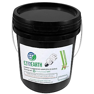 EZ on the Earth - Recycling Container for Compact Fluorescent Lamps – 5 Gallons Recycling Kit for Mini Spiral Light Bulbs (Recycling Bin for 45 – 90 Units) (Model – 50CF)