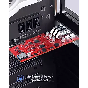 Inateck PCIe USB 3.2 Gen 2 Extension Card with 4 USB A and 1 USB-C Ports 20 Gbps PCIe 5-Port Card No External Power Supply Required, RedComets U26