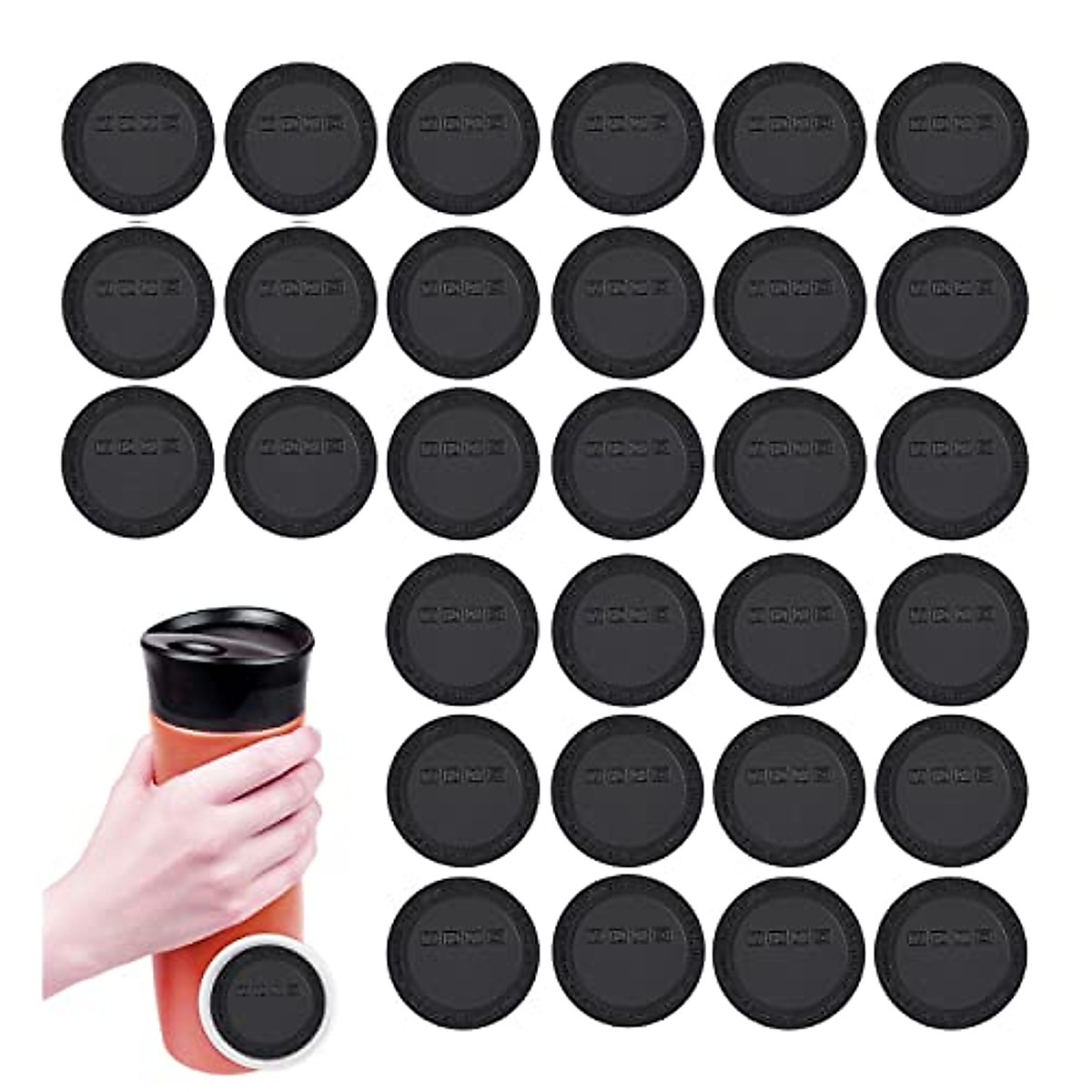 Yddcpbb 30 Pieces Rubber Bottoms for Sublimation Tumbler, Silicone Bottoms for Tumblers, Protective Antislip Rubber Bottom with Adhesive for Wine Tumblers, Skinny Tumblers, Mason Jars, Black (56MM)