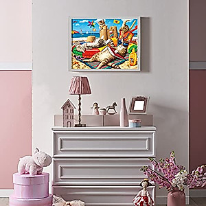 NATGIFT Jigsaw Puzzle Beach Cats Beachcombers 1000 Piece 27.5''(L) x 19.6''(W) Children's Gift Large Puzzle Game Artwork for Adults Teens