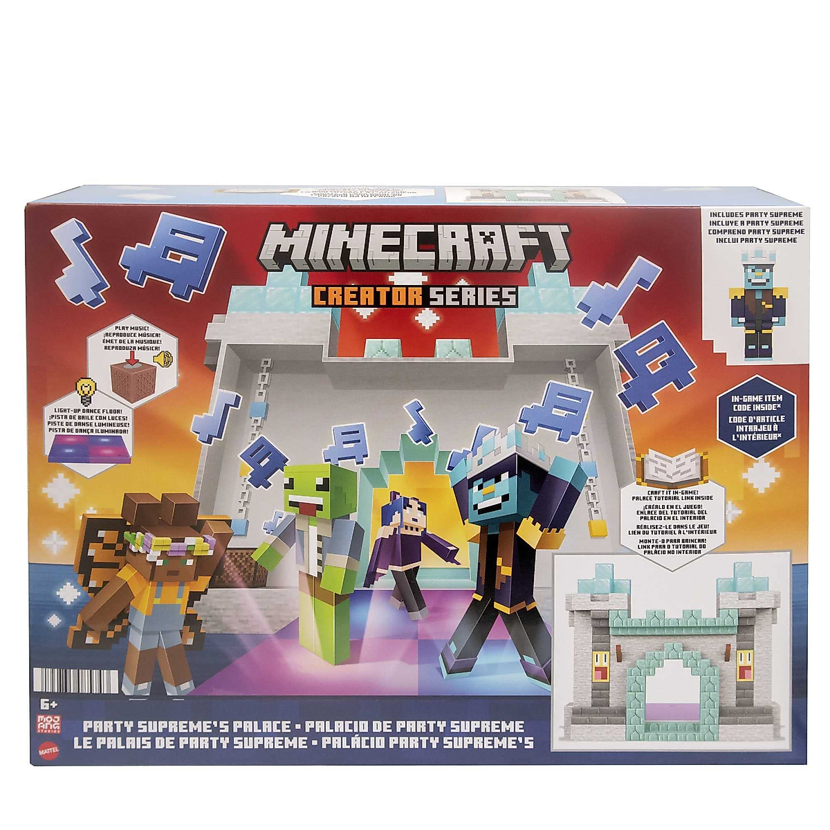 Mattel Minecraft Toys, Creator Series Palace Playset with Party Supreme Action Figure, Minecraft Game 3.25-inch figure, Plus Lights, Sounds and Music