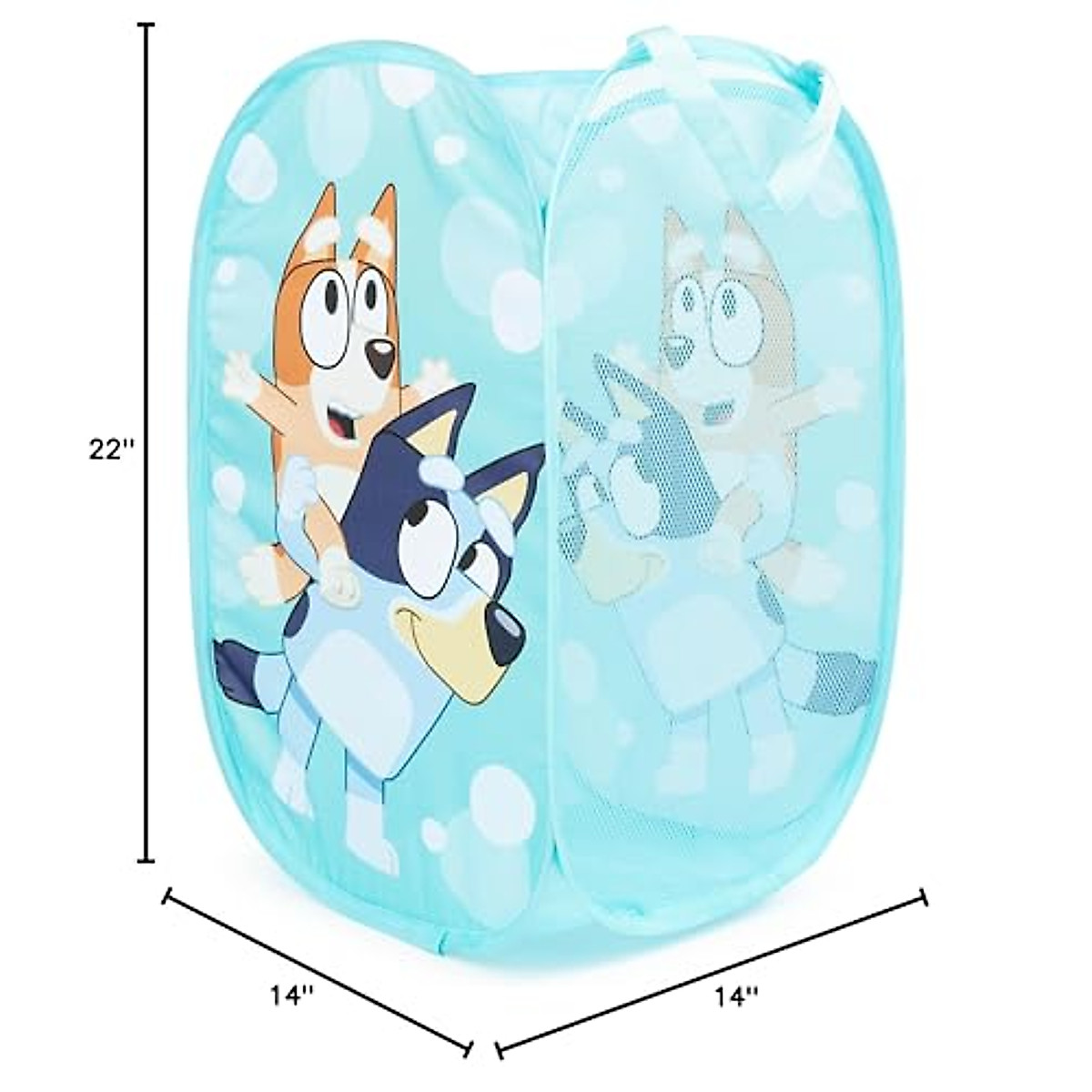 Jay Franco Bluey & Bingo Pop Up Hamper - Mesh Laundry Basket/Bag with Durable Handles - Storage for Clothes or Toys