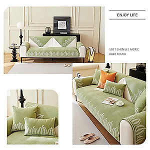 KCCRHIN Pumpkin Pattern Sofa Cover 3 Cushion Chenille Couch Cover Sectional Non-Slip Sofa Slipcovers L/U Shape Modern Style Halloween Sofa Cushion Covers for Dogs Cats,Green,pillow11.8 * 19.7in