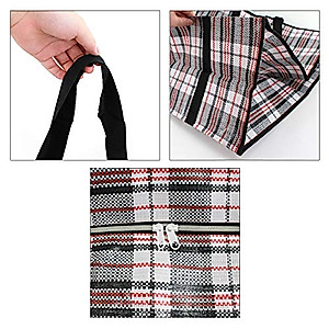 CLARA Large Checkered Storage Bag Oversized Waterproof Moving Totes Carrying Bag Luggage Bag Reusable Laundry Bag(Black, 20×20’’)