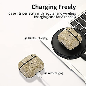 Raimot Airpods 3rd Leather Elegant Case with Keychain Fully Protective Case for Airpods Accessories Gifts (Airpods 3rd Generation)