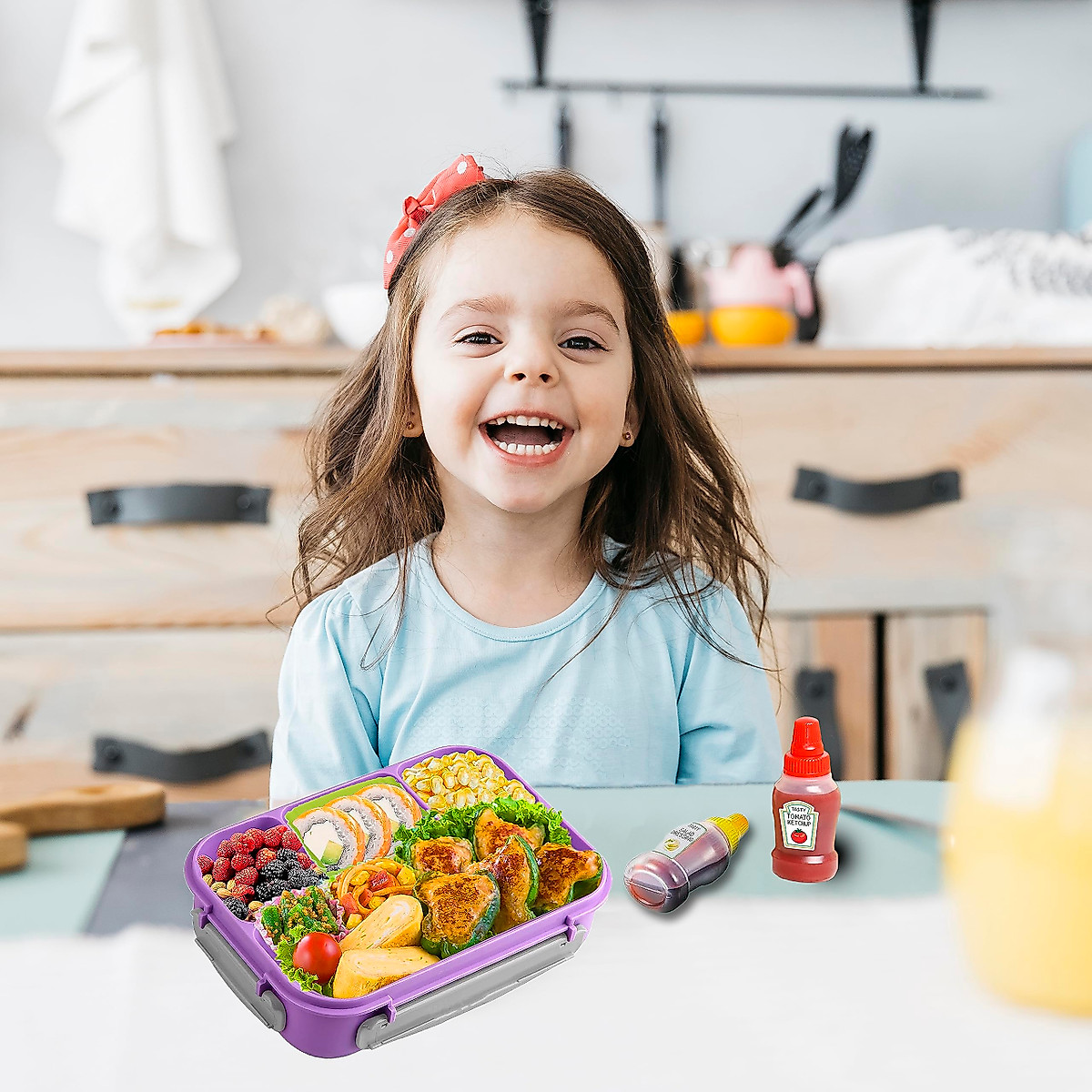 WXOIEOD 4 Pieces Mini Condiment Bottles, Mini Ketchup Bottle, Small Condiment Squeeze Bottles Sauce Container for Lunchbox Bento Box Accessories Travel Honey Salad Dressing