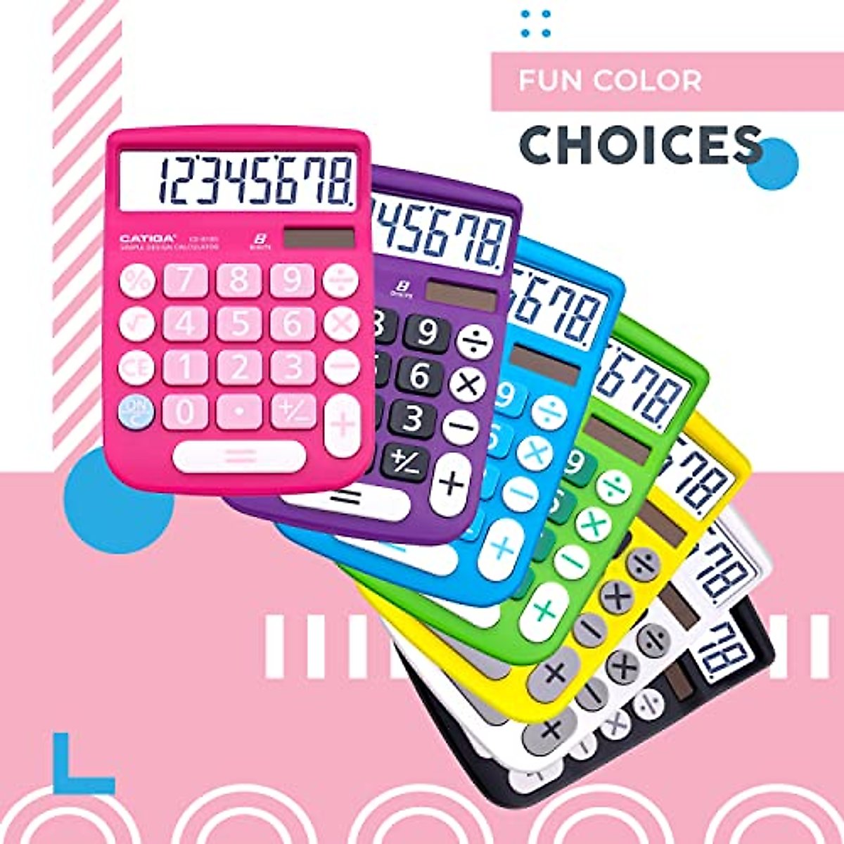 CATIGA CD-8185 Office and Home Style Calculator - 8-Digit LCD Display - Suitable for Desk and On The Move use. (Pink)