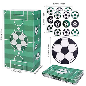 Qpout Soccer Party Bag Set of 12, Green and White Soccer Goodie Bags, Soccer Gift Bags for Team, Soccer Party Bags for Birthday Party Favors Candy Cookies Chocolates Kids Treats