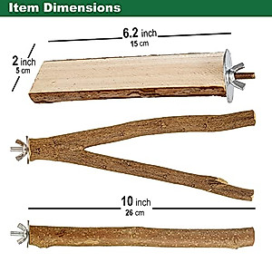 Luonfels Cockatiel Toys Wooden Perch 4 Pack, Bird Cage Natural Platform Hammock Swing Perches for Parakeets Budgie Conures Medium Parrots Hamster