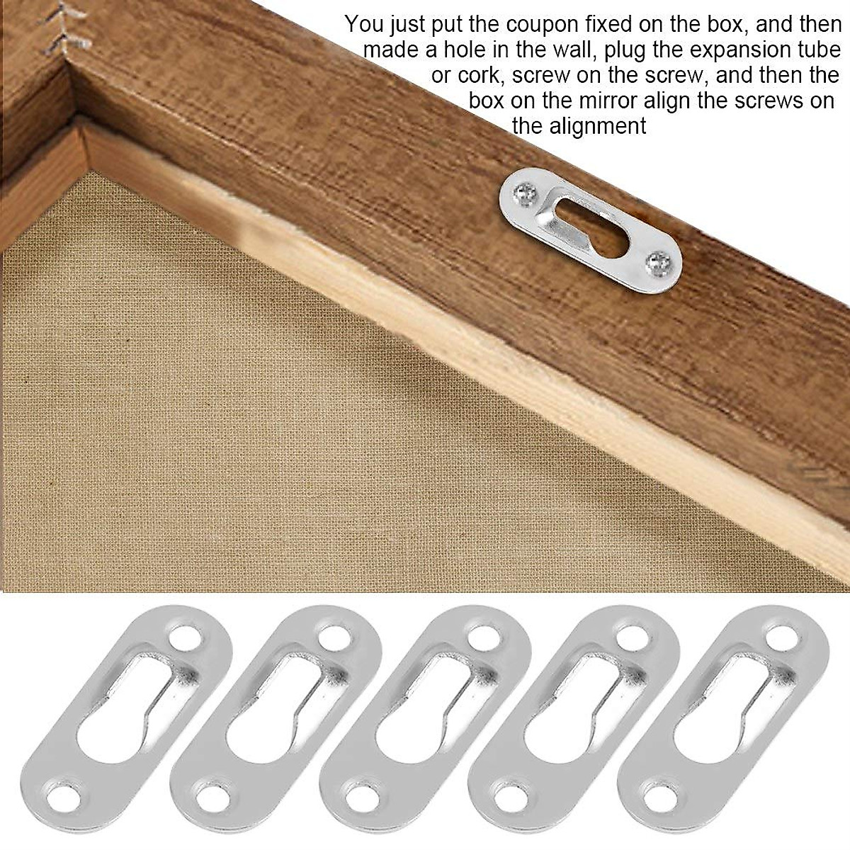 40 Pcs Durable 1.5mm Thick Tone Metal Keyhole Hanger Fasteners Unique Protruding Design for Picture Frames Hang Wall Indoor Silver