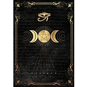 Blank Lined Grimoire Journal with Beautiful Vintage Boarder Framed Pages: Blank Book of Shadows Perfect to Record Spells, Rituals, Mantra, and Other ... Goddess, Pentacle and Eye of Horus Cover