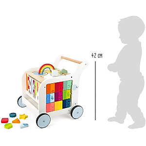 Small Foot Wooden Toys Premium Sweet Elephant Baby Walker & 5-in-1 Activity Center Designed for Toddlers 12+ Months