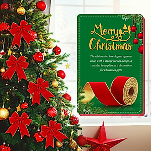 3 Rolls 30 Yards Christmas Red Velvet Ribbon with Gold Edge 2.5 Inch Wide Wired Ribbon Outdoor Ribbon Holiday Decorative Ribbon Fabric Ribbons for Xmas Tree Bow Wreath Making Gift Wrapping Craft