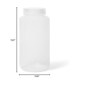United Scientific® Unistore™ 33310 - Sample Containers with Lids - Laboratory Grade Polypropylene Wide Mouth Reagent Bottle - 32 Oz Bottles (1000ml) Multipurpose Plastic Bottles with Lids, Pack of 6